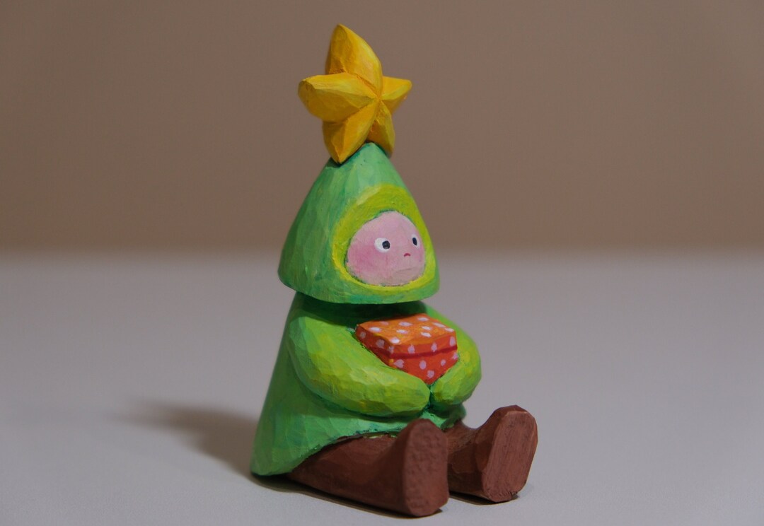 Christmas Tree Elf Wood Figurine, Wood Carving, Wood Art, Statue ...