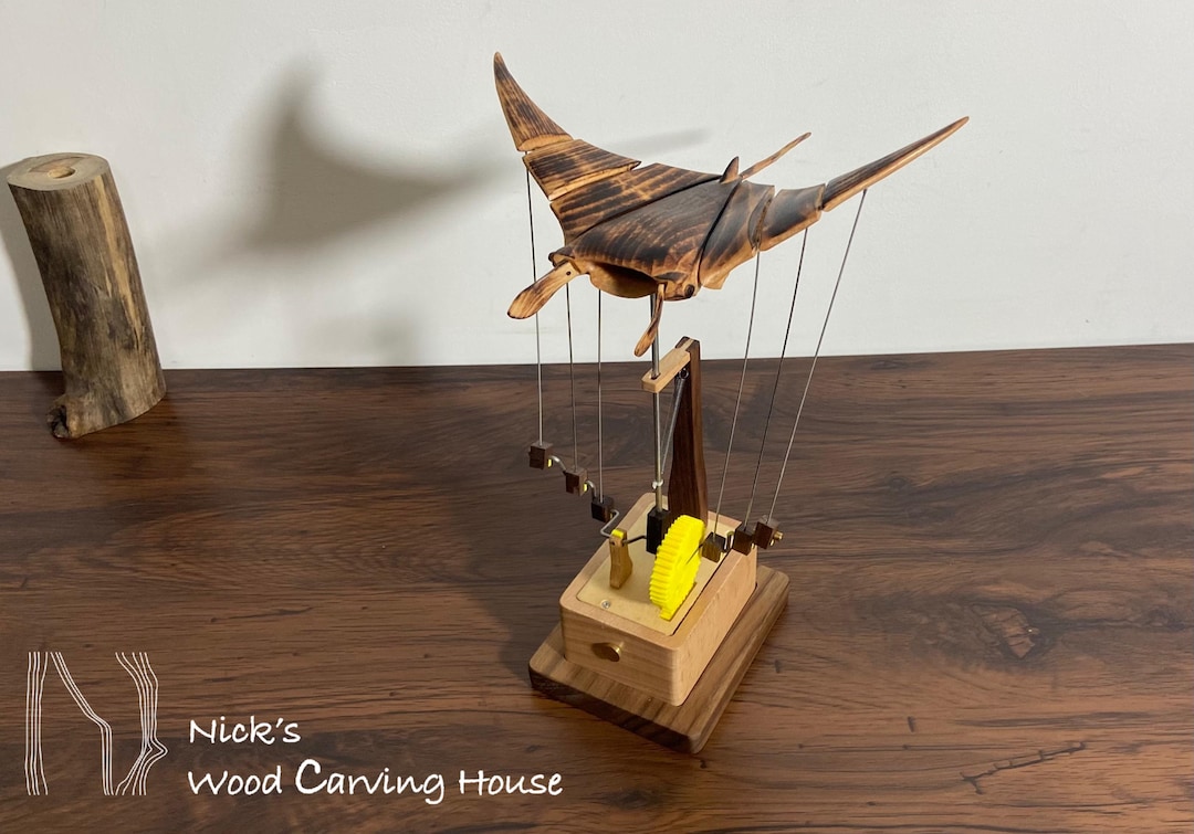 Flying Manta Ray Automata | Wooden Kinetic Sculpture | Mechanical Manta ...
