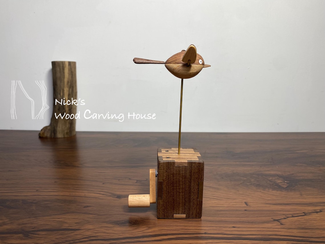 Handmade Wooden Chubby Bird Automata | Kinetic Desk Toy | Fat Bird ...