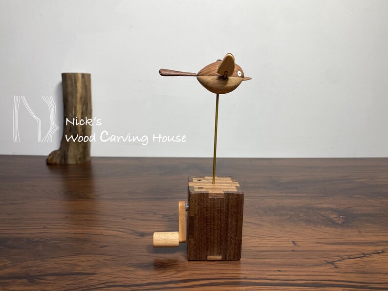 Handmade Wooden Chubby Bird Automata | Kinetic Desk Toy | Fat Bird ...