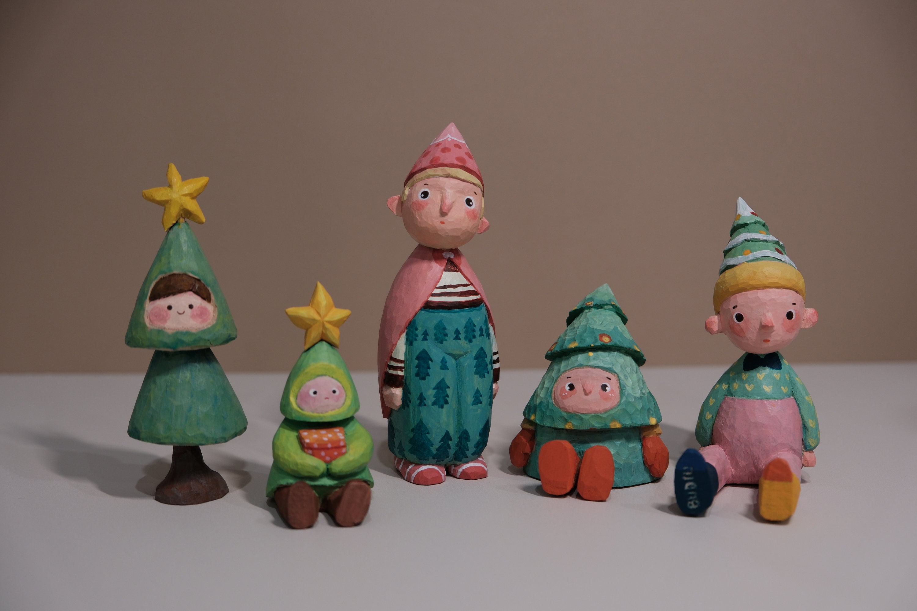 Christmas Elf Set Christmas Gift, Wood Figurine, Wood Carving, Wood Art ...