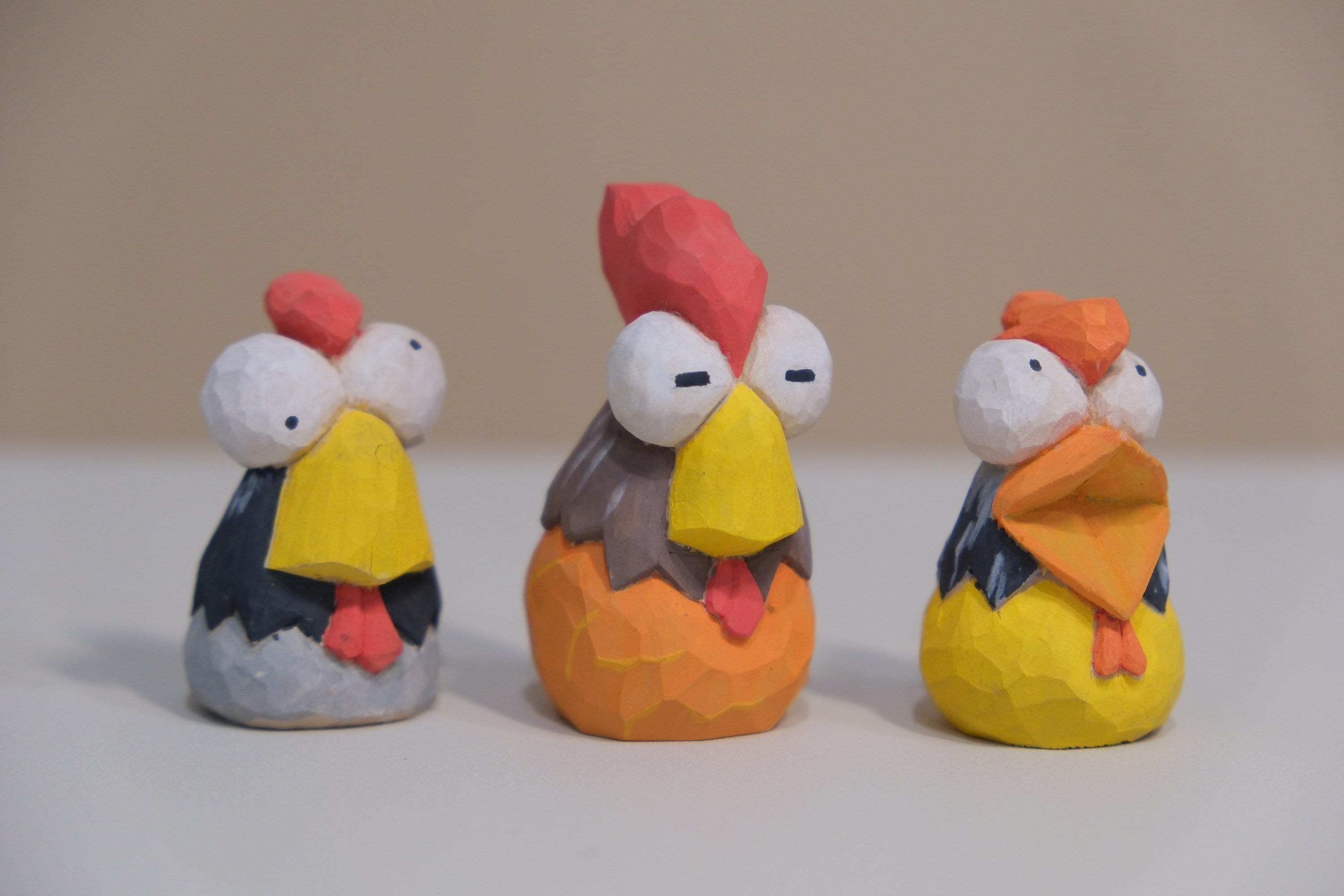 Hand Carved Funny Chicken Figurine | Beechwood Sculpture - Etsy