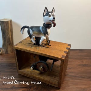 Handcrafted Alaskan Klee Kai Automaton | Woodcarving Dog Lover Gift ...