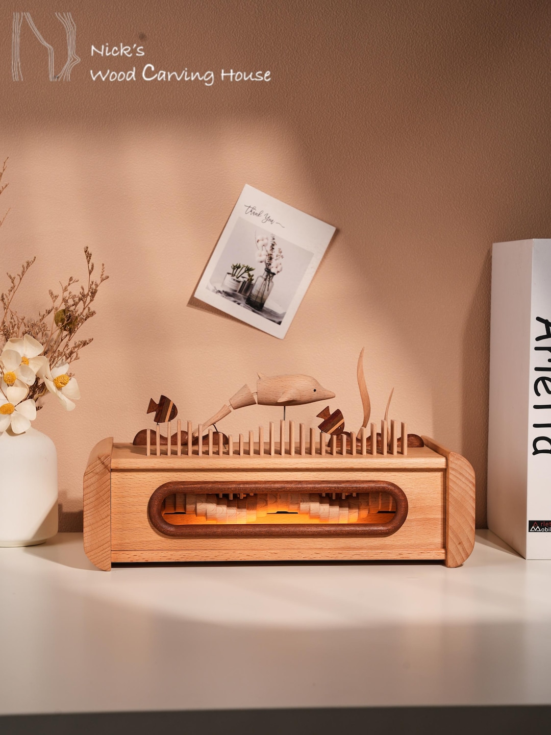 Wooden Dolphin Automaton | Handcrafted Kinetic Sculpture | Mechanical ...