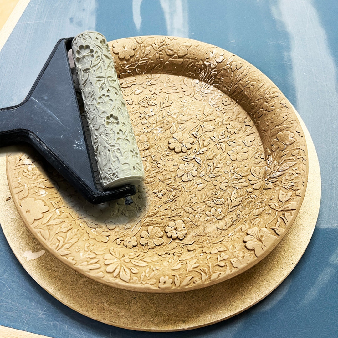 135mm Flora Meadow2 Clay Pottery Texture Roller - Multi Level Depth and ...