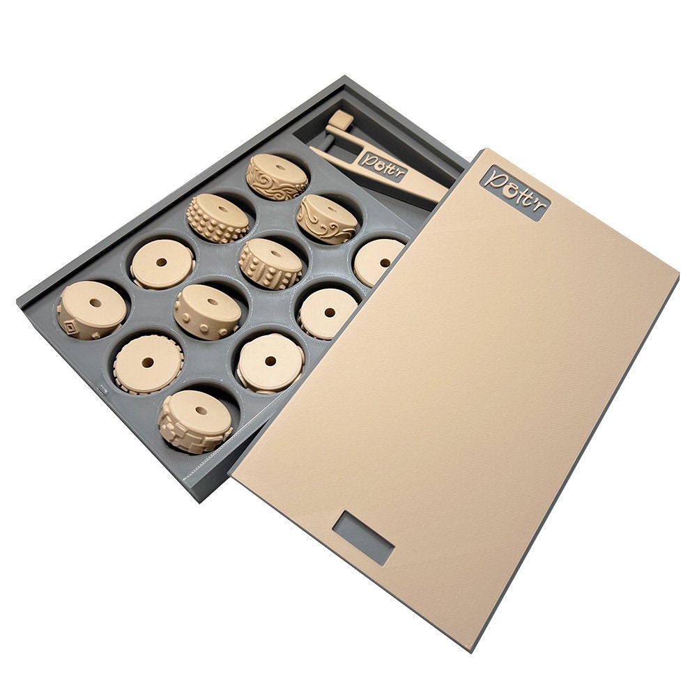 Pottery Roller Stamps: 12mm Banding Set for Wheel Thrown Clay + Case ...