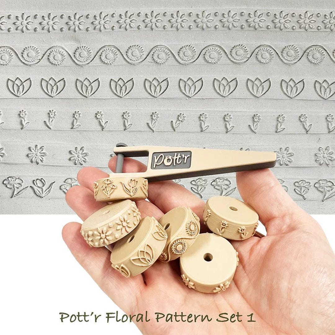Floral Pottery Rollers for Wheel Thrown Clay Vessels (set of 6 or 12 ...