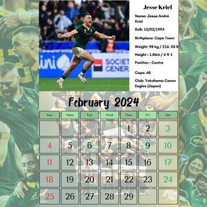 2024 South African springboks Monthly Calendar - Etsy