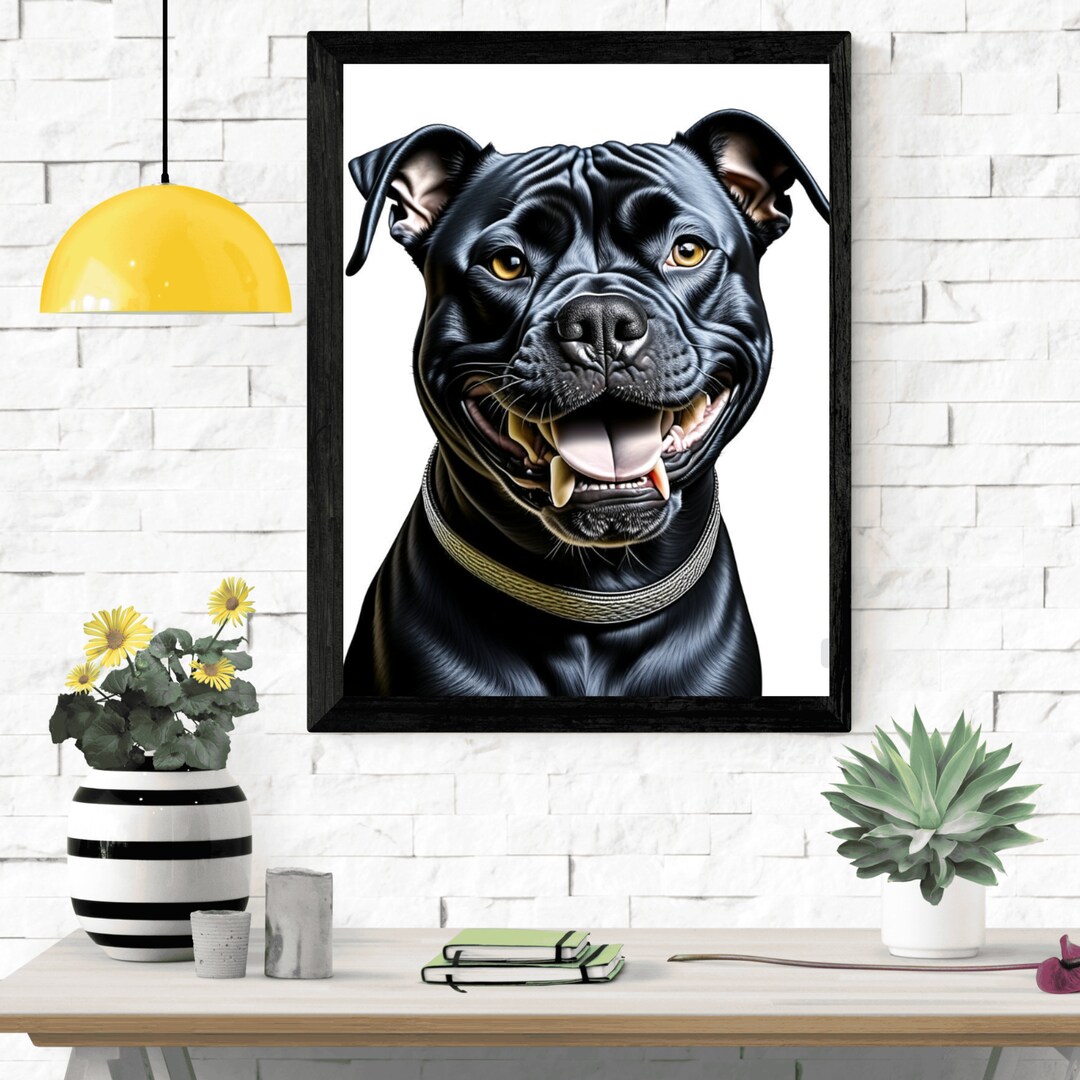 Black Pitbull Smiling Wall Art Pit Bull Love Indoor Decor, , Top-tier ...