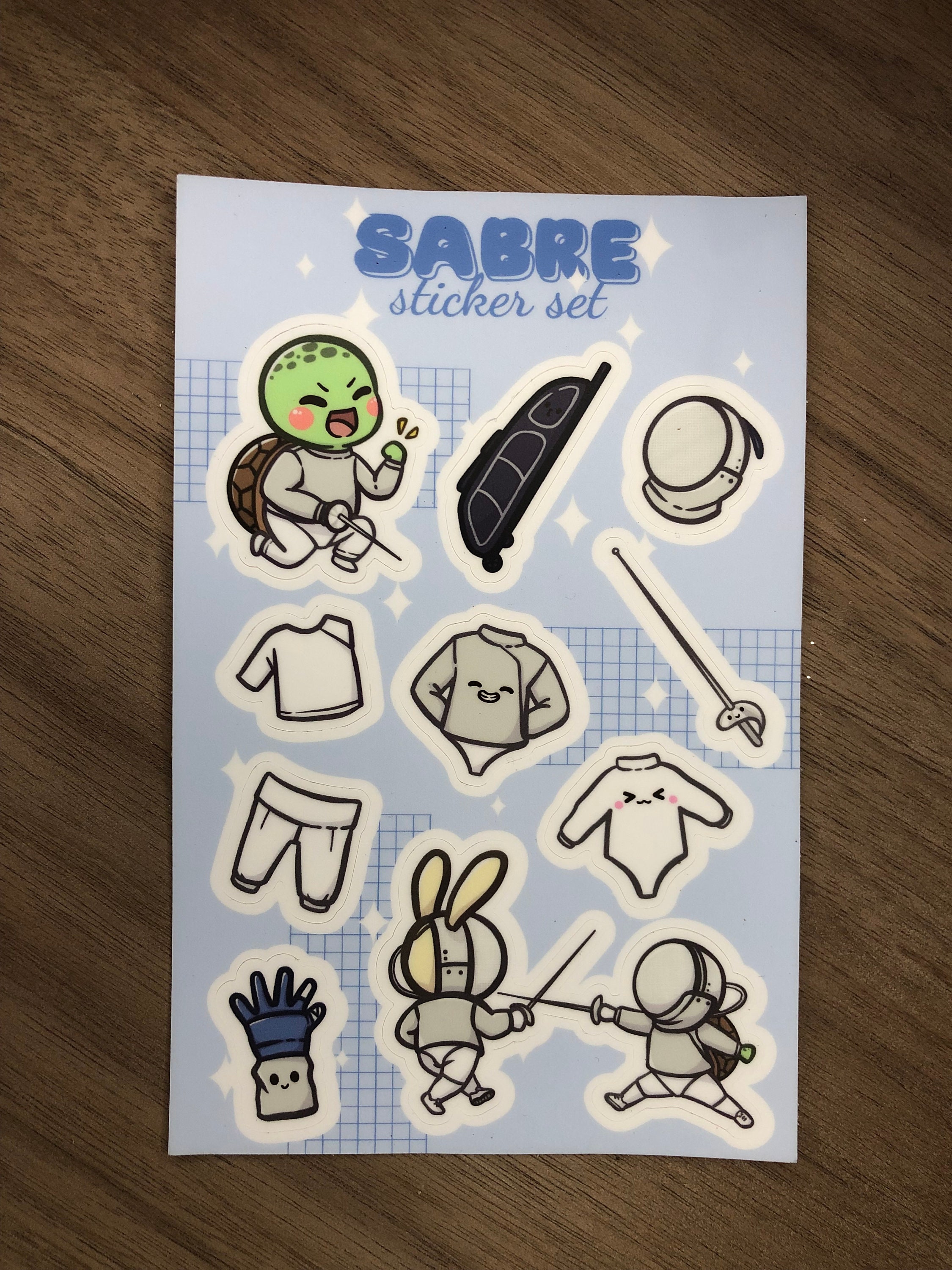 Fencing Sticker Sheet | Kawaii Vinyl Sticker Sheet | Fencing Stickers ...