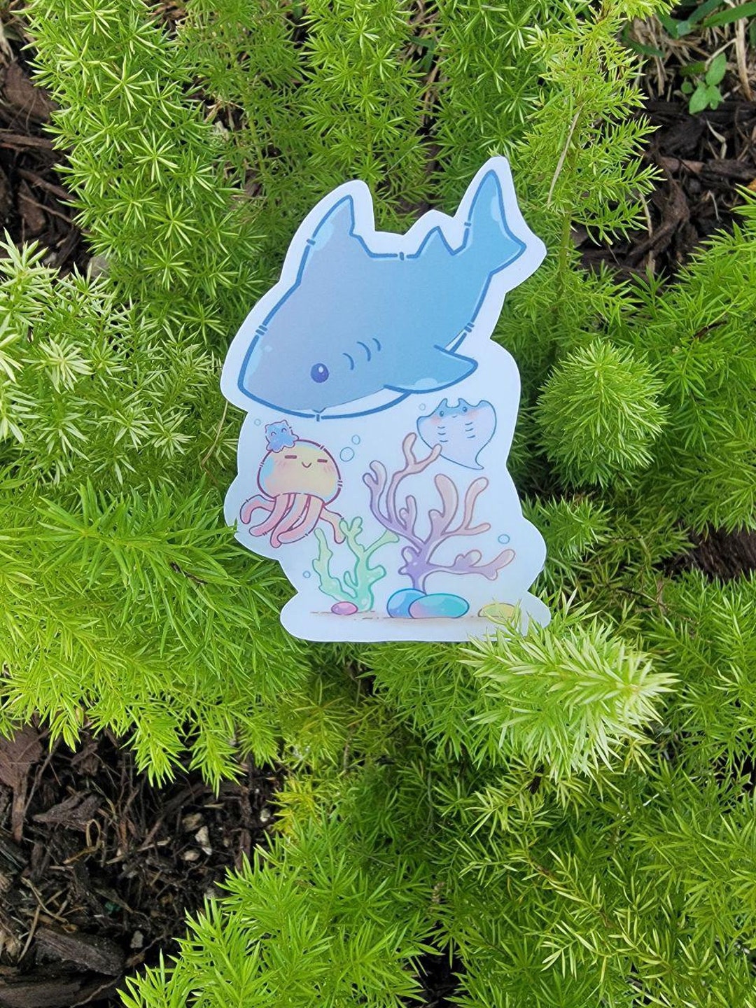 CUTE! Shark and Friends Die-cut Vinyl Sticker - Etsy