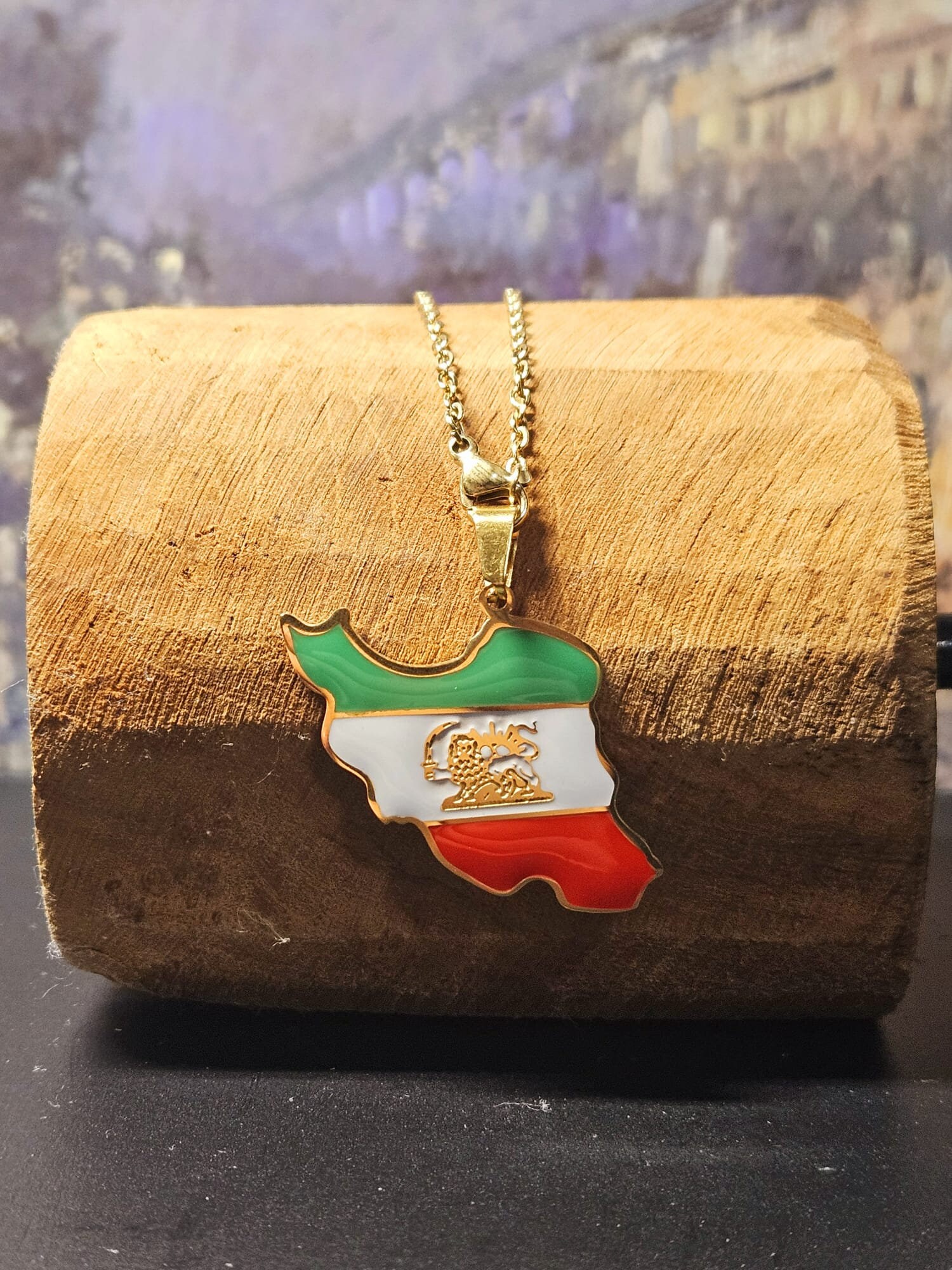 Iran Necklace Pendant Country Outline With Flag Gold-plated / Silver ...