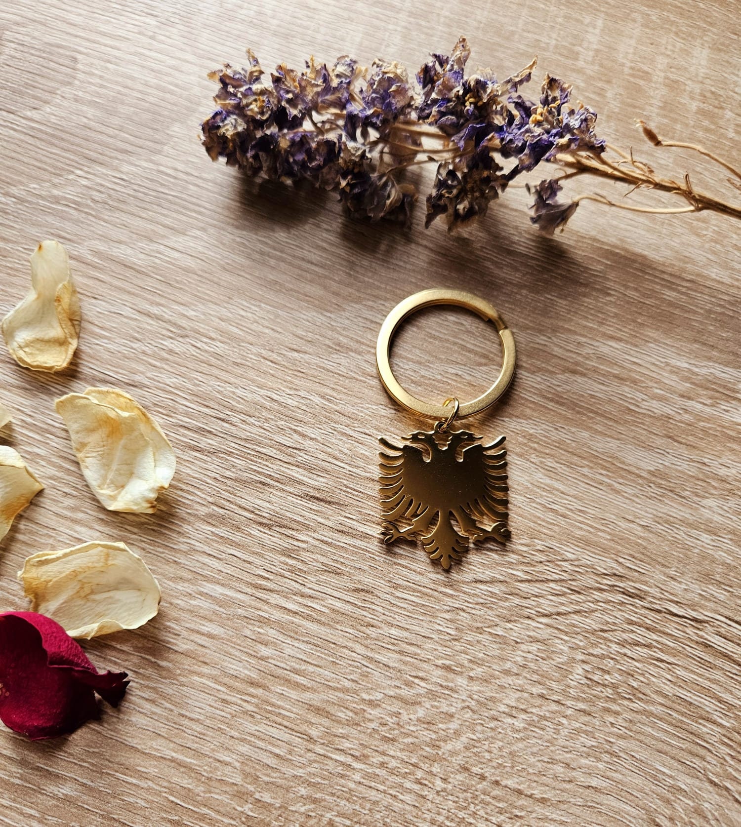 Albania Eagle Keychain Pendant Country Outline With Flag Gold Plated ...