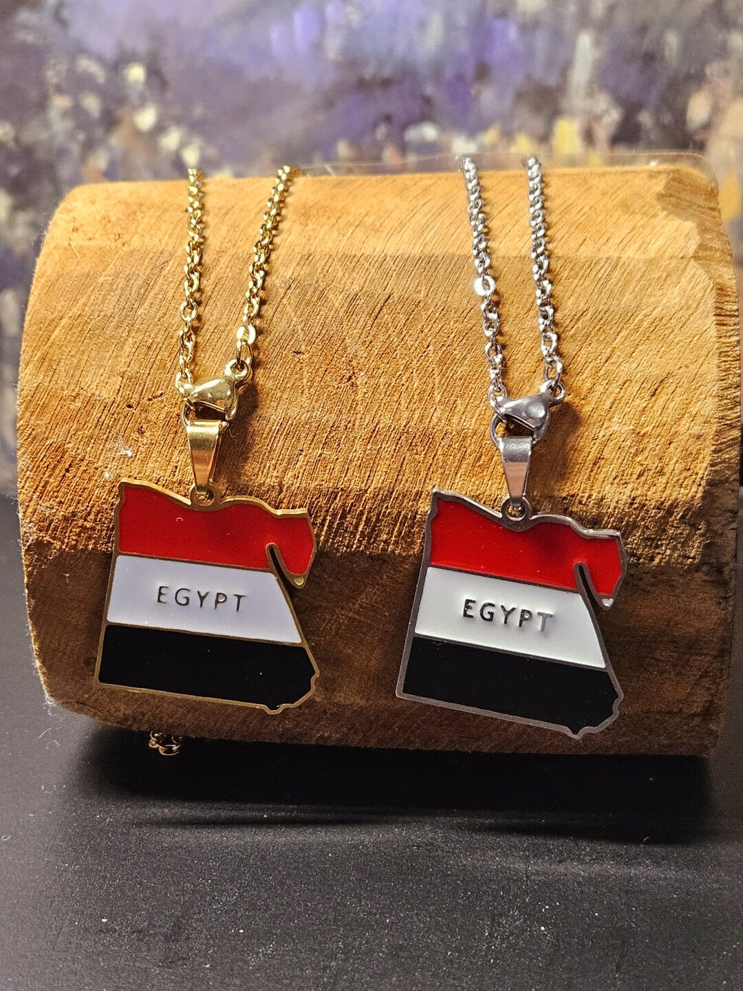 Egypt Necklace Pendant Country Outline With Flag Gold-plated / Silver ...