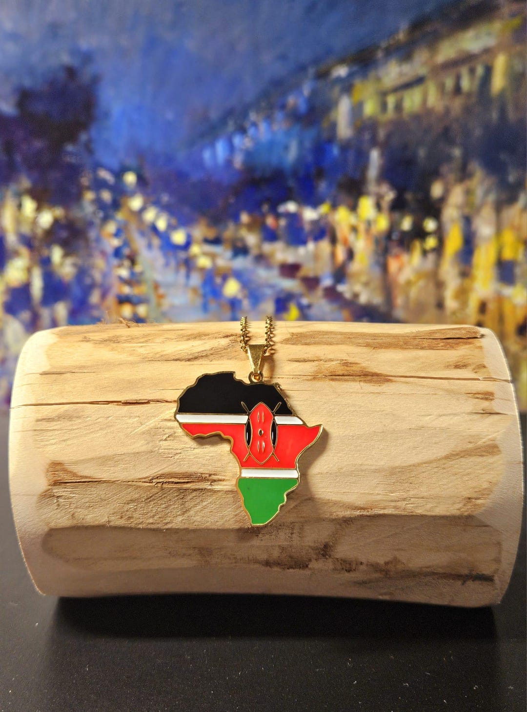 Kenya Africa Outline Necklace Pendant With Flag Gold Plated Kenya ...