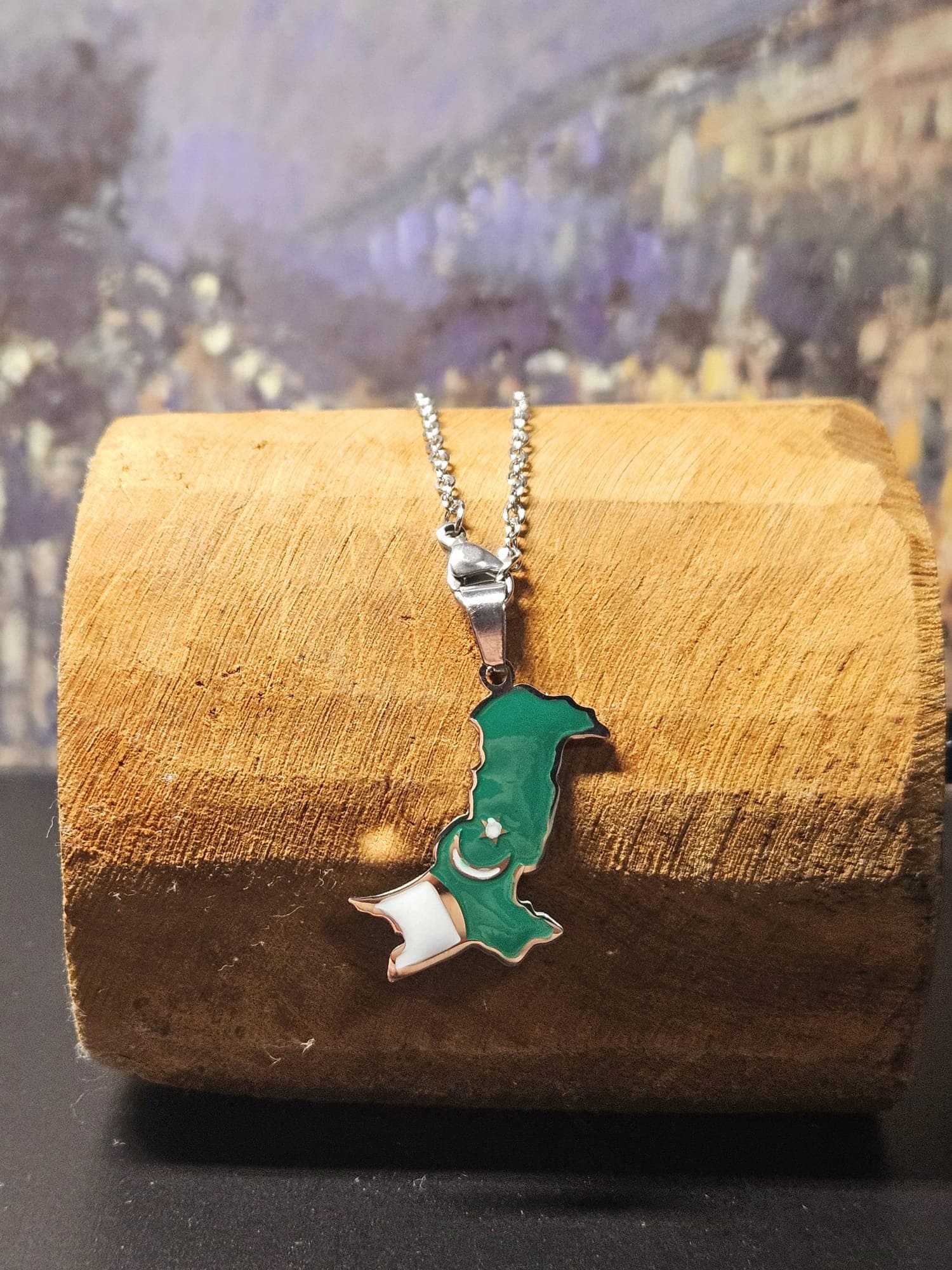 Pakistan Necklace Pendant Country Outline With Flag Gold Plated ...