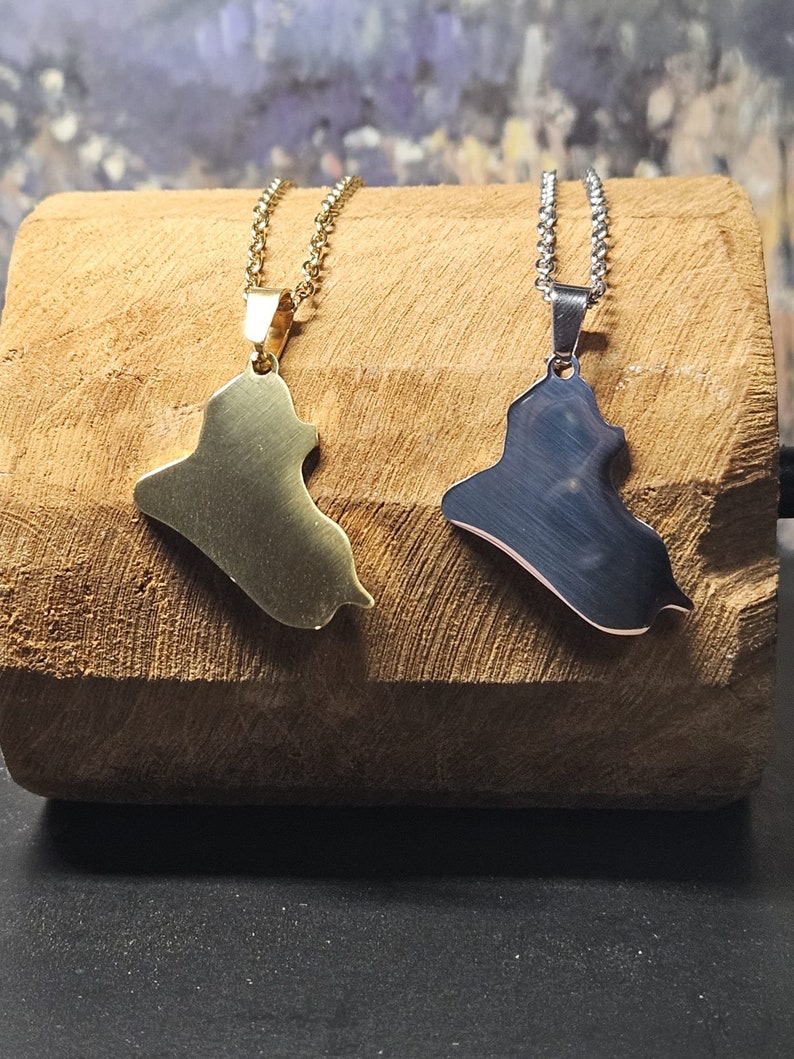 Iraq Necklace Map Country Outline Gold Plated / Silver Unisex Iraq ...