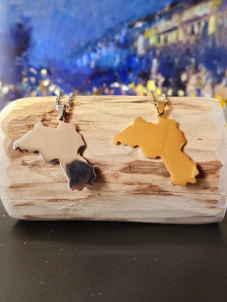 Kuristan Necklace Map Country Outline Gold Plated / Silver Unisex ...