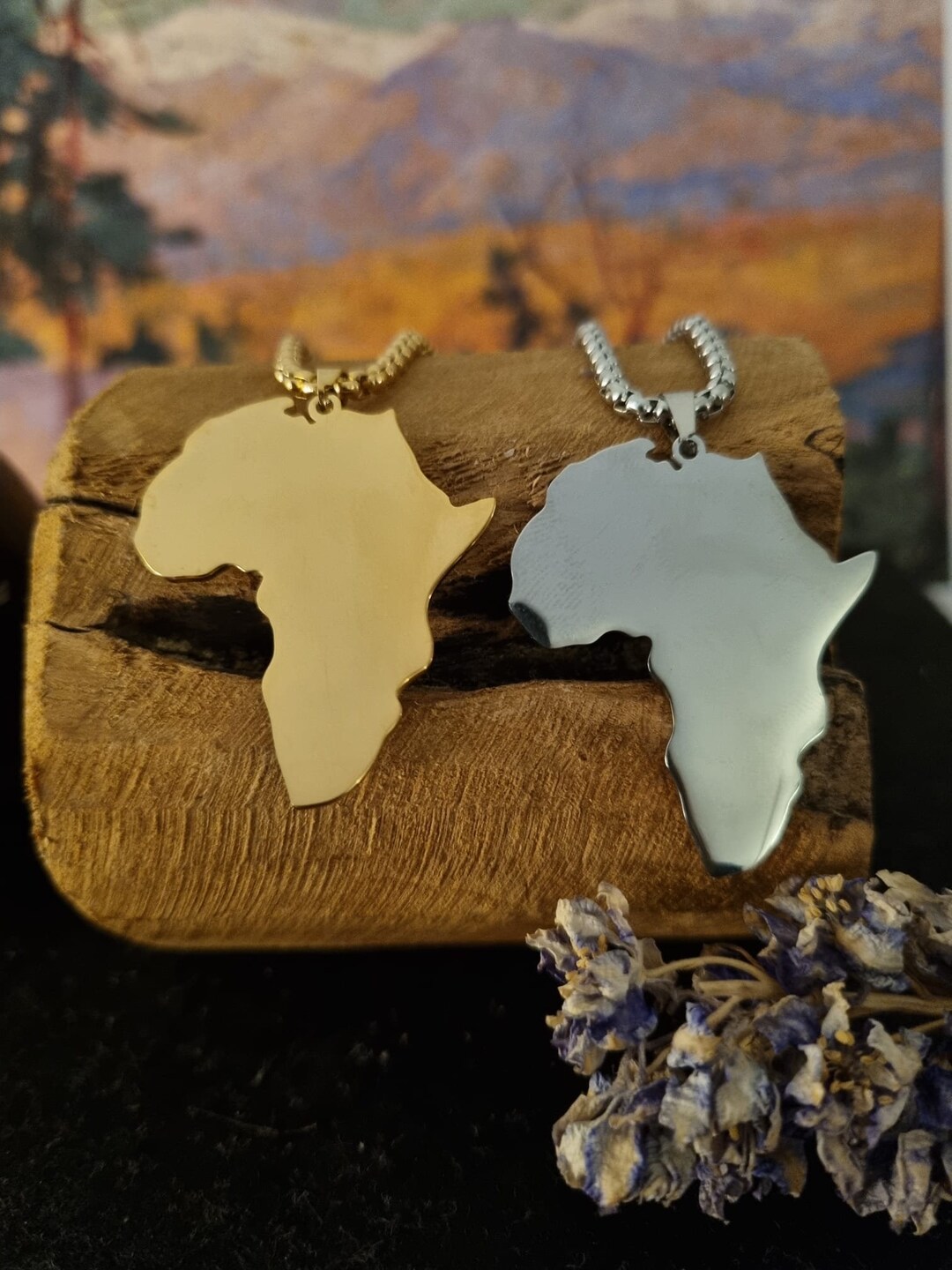 Africa Necklace Map Dainty Africa Outline Continent Gold Plated ...