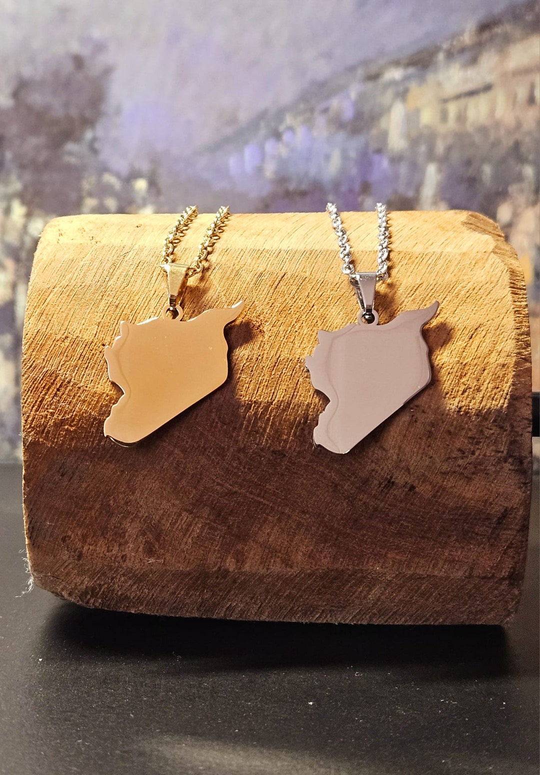 Syria Necklace Map Country Outline Gold Plated / Silver Unisex Syria ...