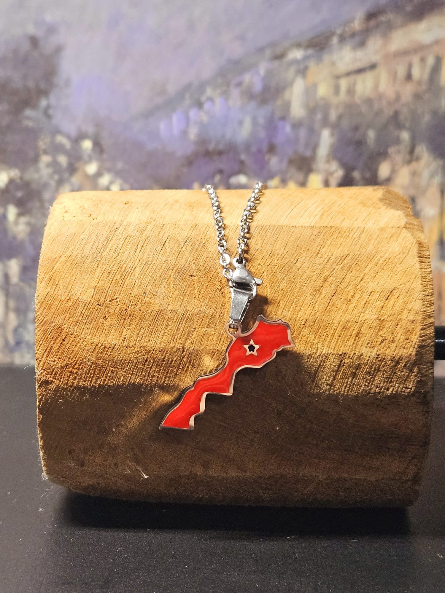 Morocco Necklace Pendant Country Outline With Flag Gold-plated / Silver ...