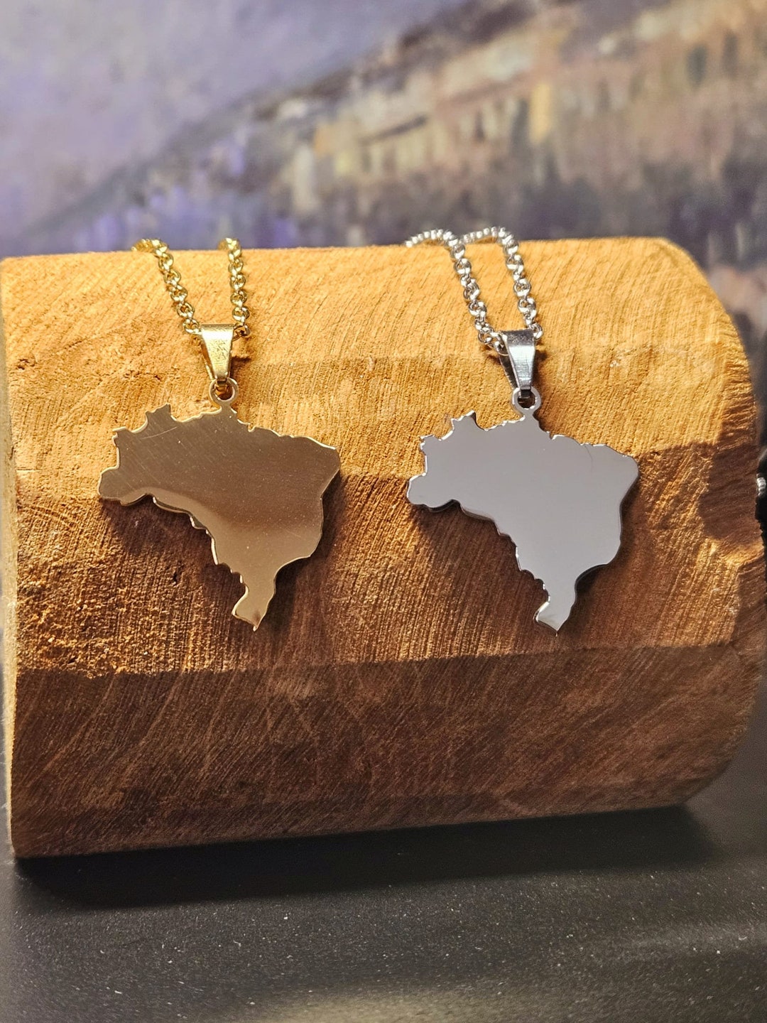 Brazil Necklace Map Country Outline Gold Plated / Silver Unisex Brazil ...