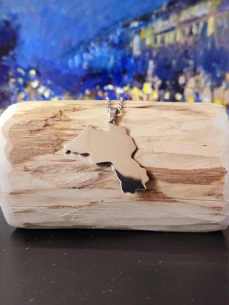 Kuristan Necklace Map Country Outline Gold Plated / Silver Unisex ...