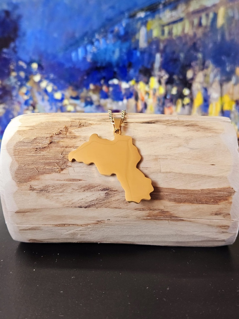 Kuristan Necklace Map Country Outline Gold Plated / Silver Unisex ...