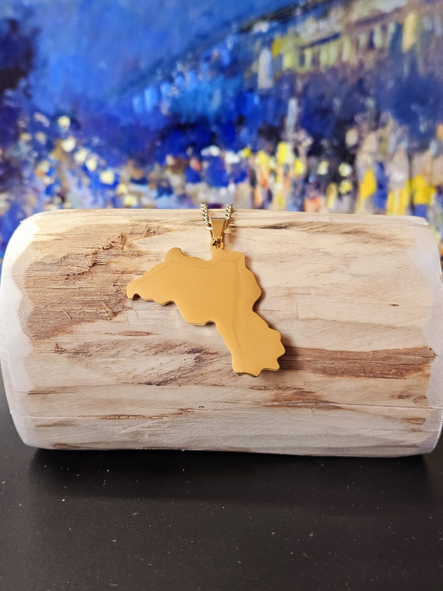 Kuristan Necklace Map Country Outline Gold Plated / Silver Unisex ...