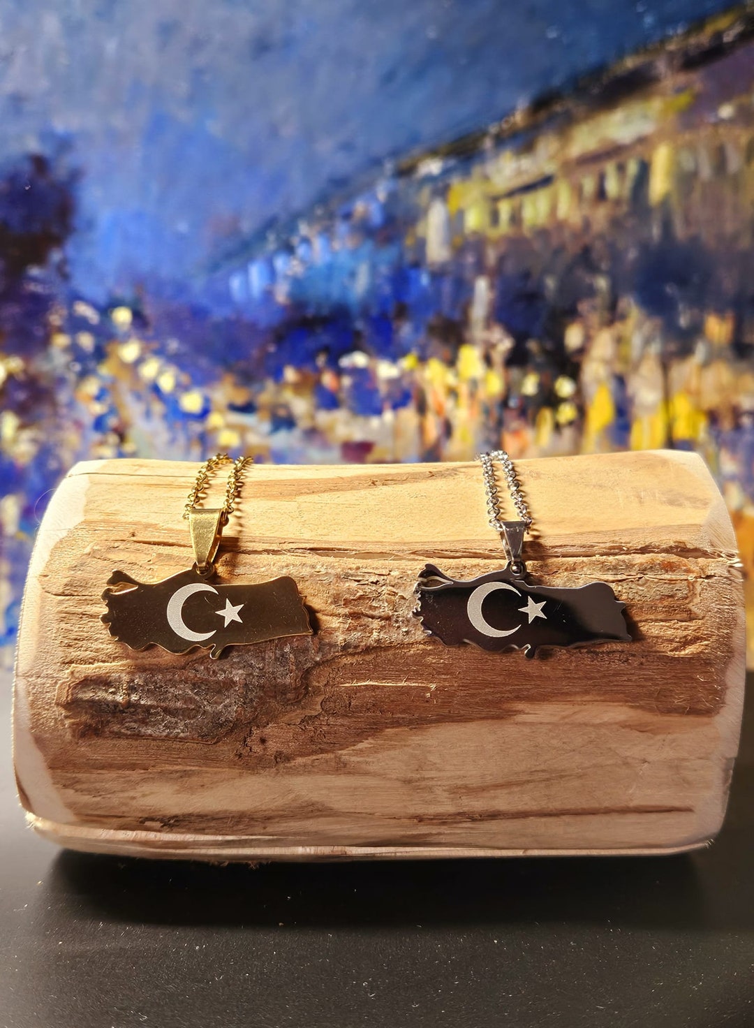 Türkiye Necklace Map Country Outline With Coat of Arms Gold Plated ...