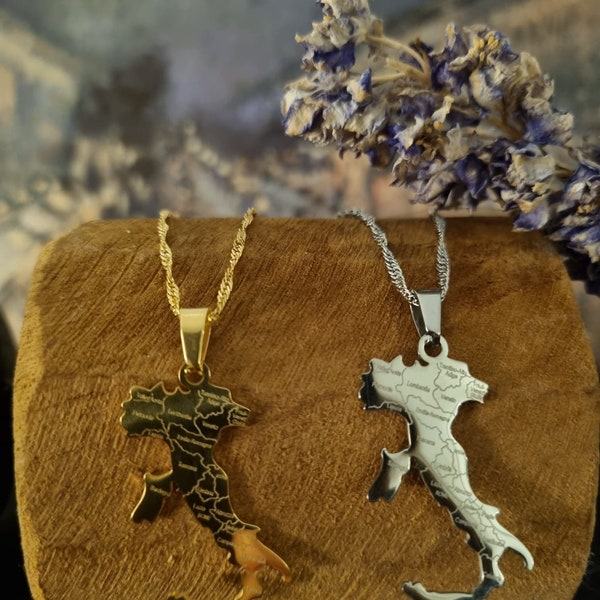 Italy Outline Necklace Charm - Etsy