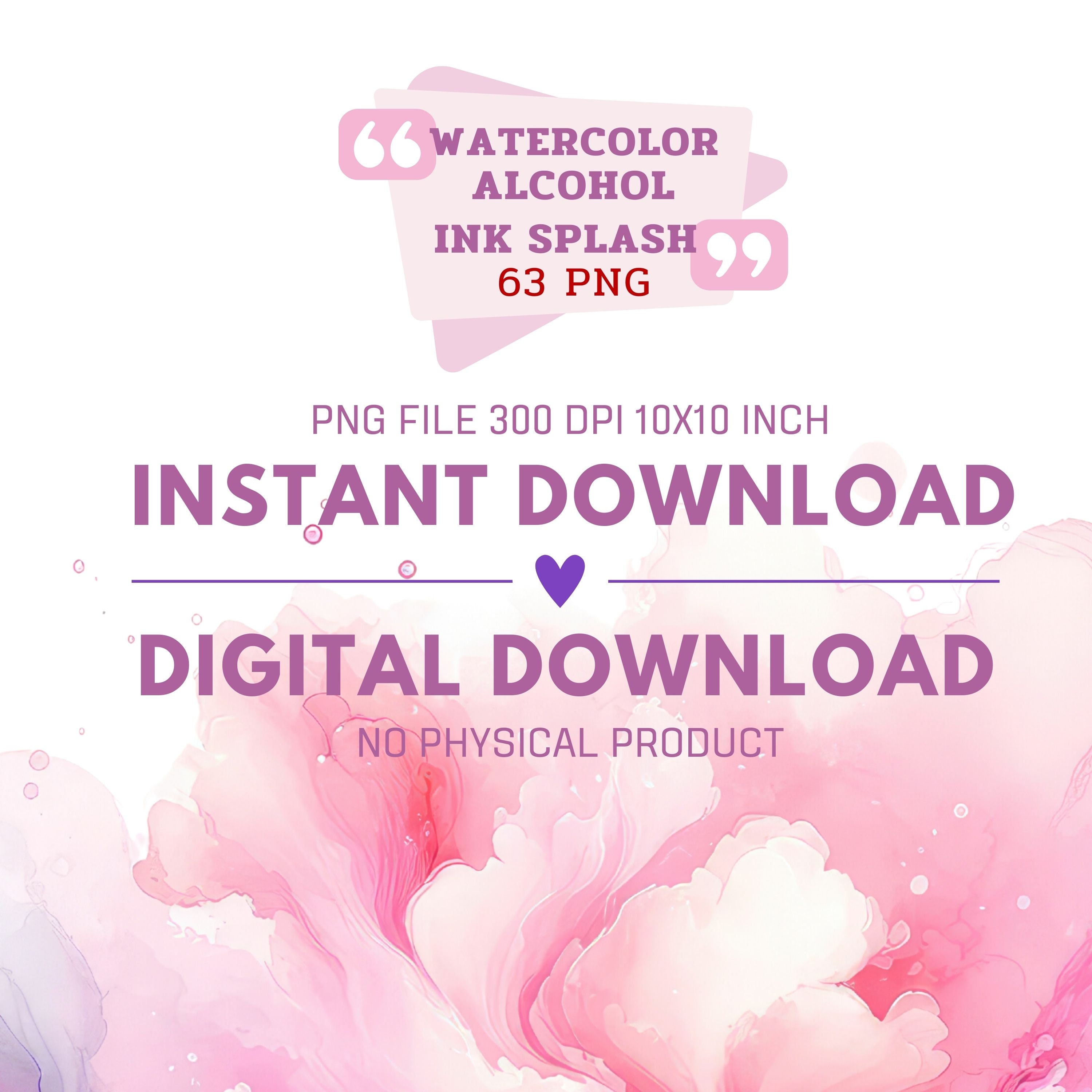 63 Pastel Watercolor Alcohol Ink Splash Clipart, Paint Splatter PNG ...