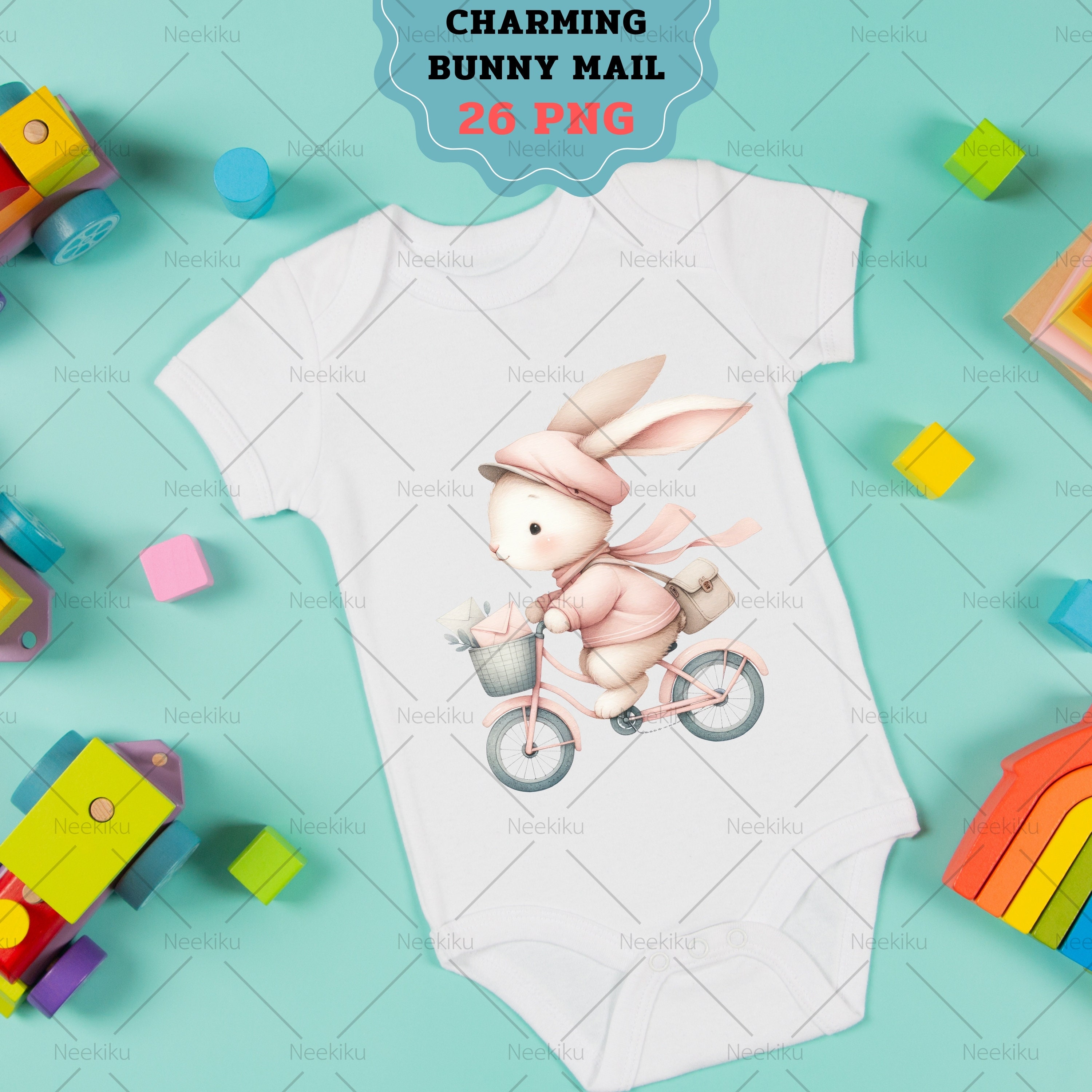 Charming Bunny Postman, Watercolor Art, Cute Rabbit Nursery Decor ...