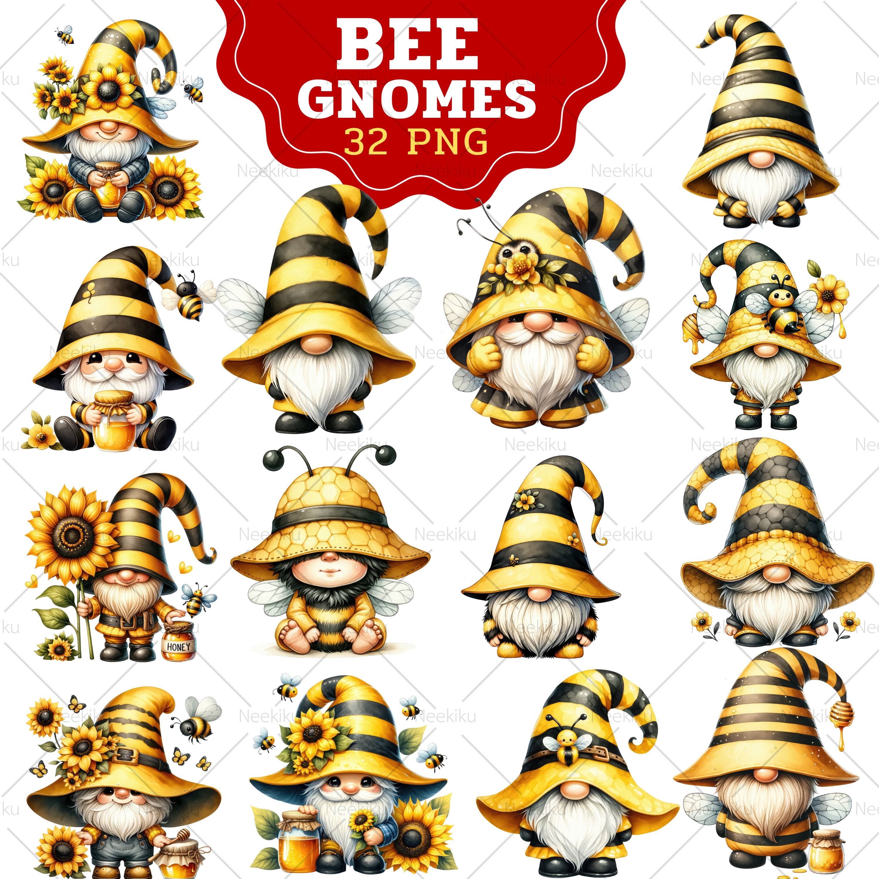 Bee Gnomes Png, Sunflower Gnomes Png, Summer Clipart, Bundle Collection ...