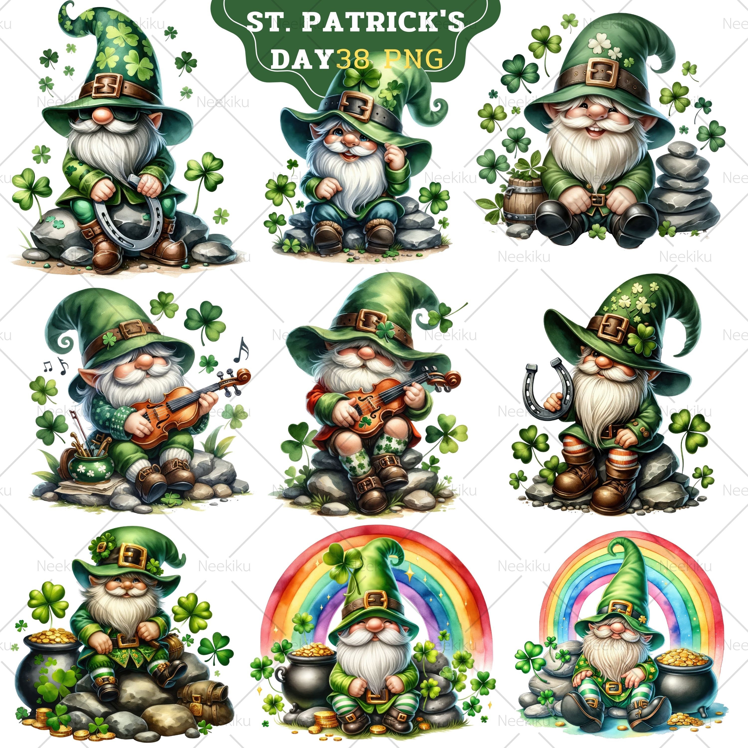 Lucky Gnomes St. Patrick's Day Clipart, Shamrock Clipart, Leprechaun ...