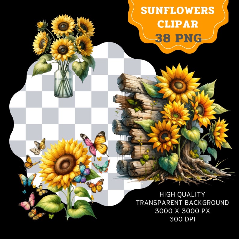 Watercolor Sunflowers Clipart Bundle: Botanical Art (digital Download ...