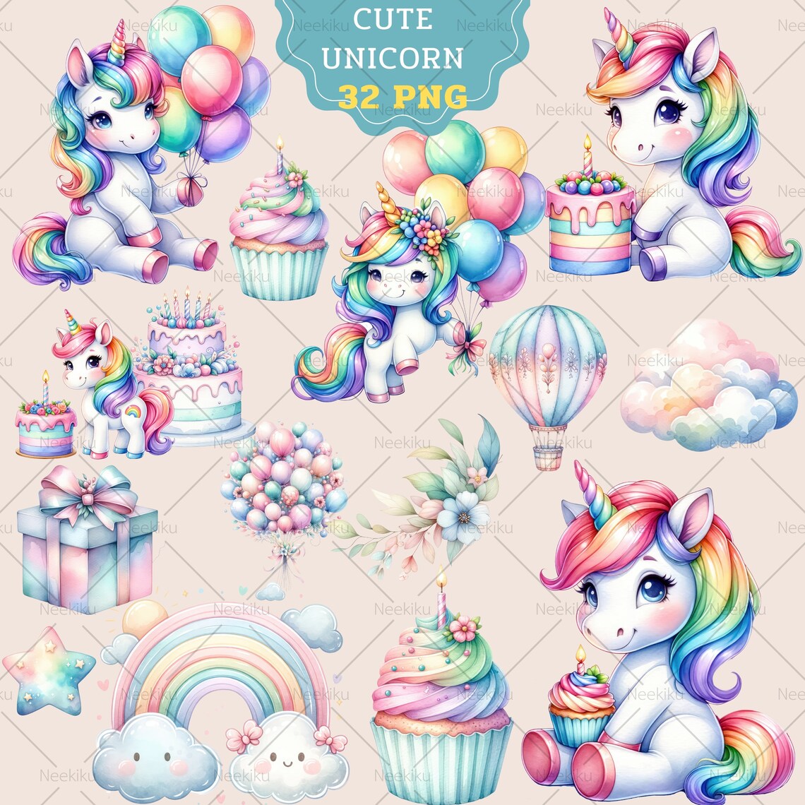 Cute Unicorn Clipart, Unicorn Png, Unicorn Clipart, Unicorn Birthday ...