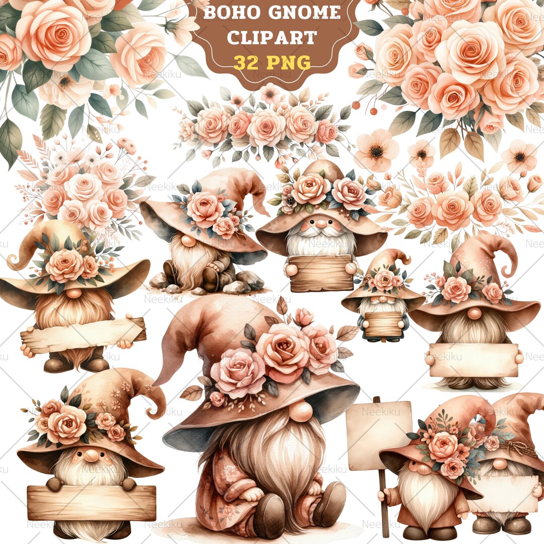 Spring Gnomes PNG Bundle Collection, Flowers Gnomes PNG, Commercial Use ...