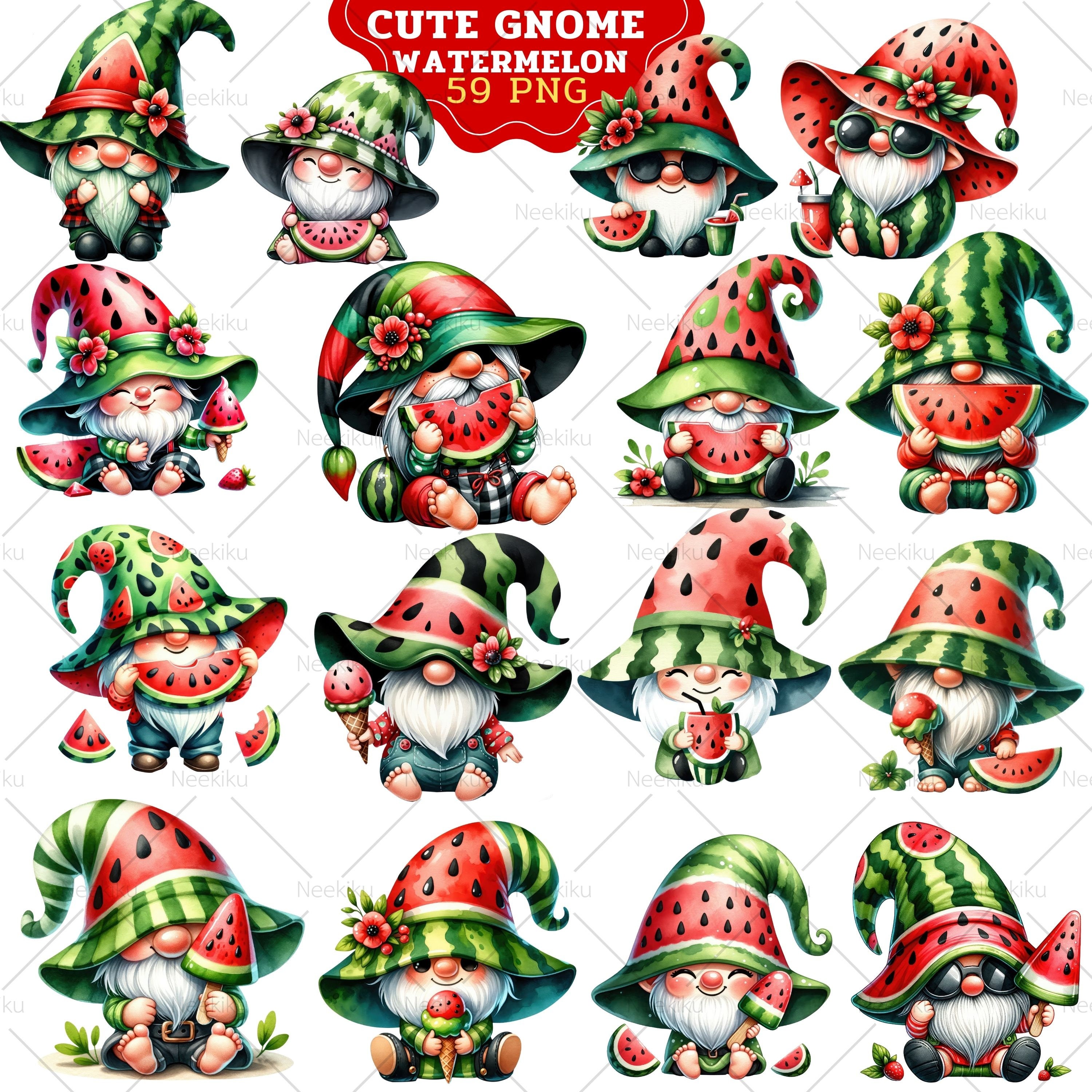 Watermelon Gnomes Png Sublimation, Watermelon Gnomes Watercolor Clipart ...