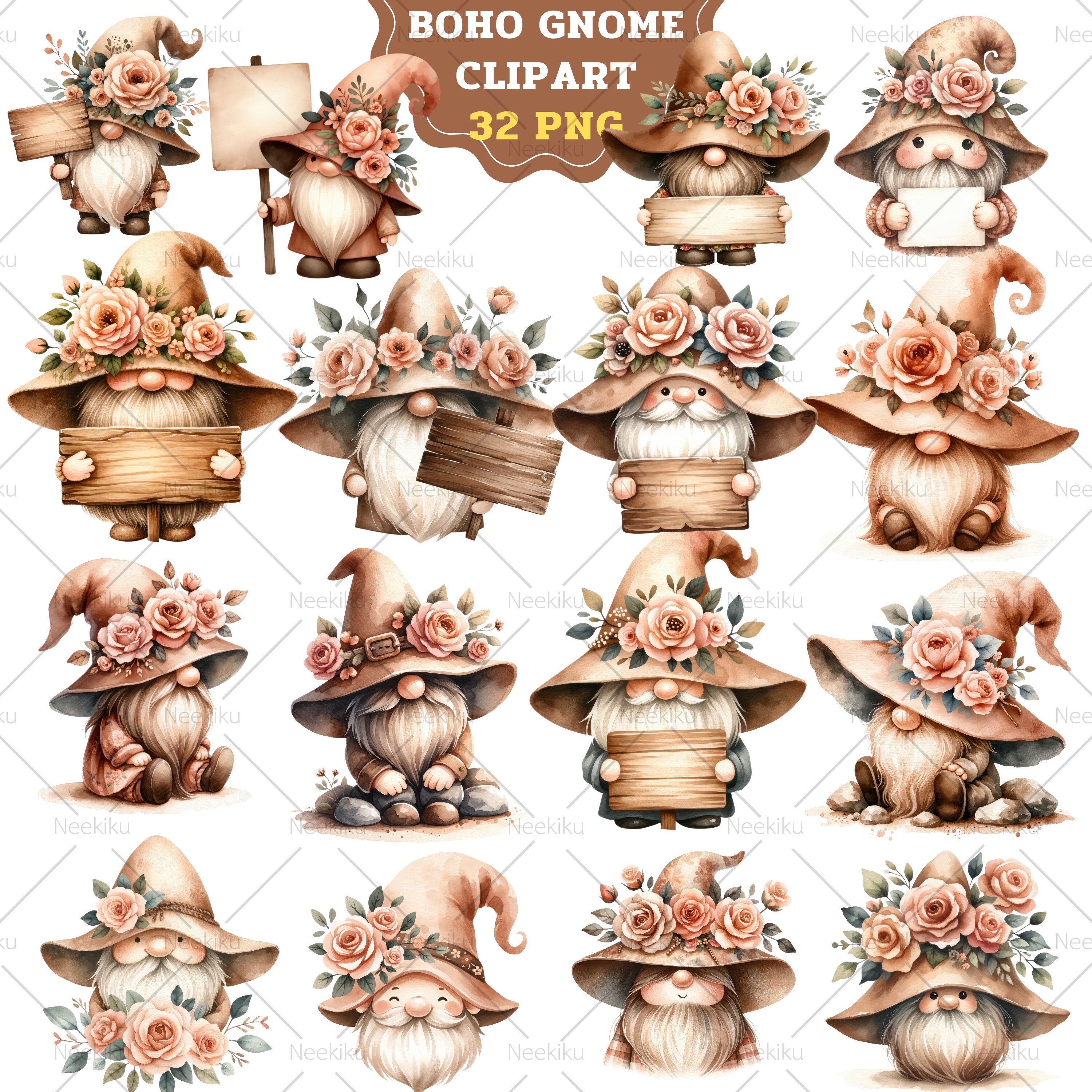 Spring Gnomes PNG Bundle Collection, Flowers Gnomes PNG, Commercial Use ...