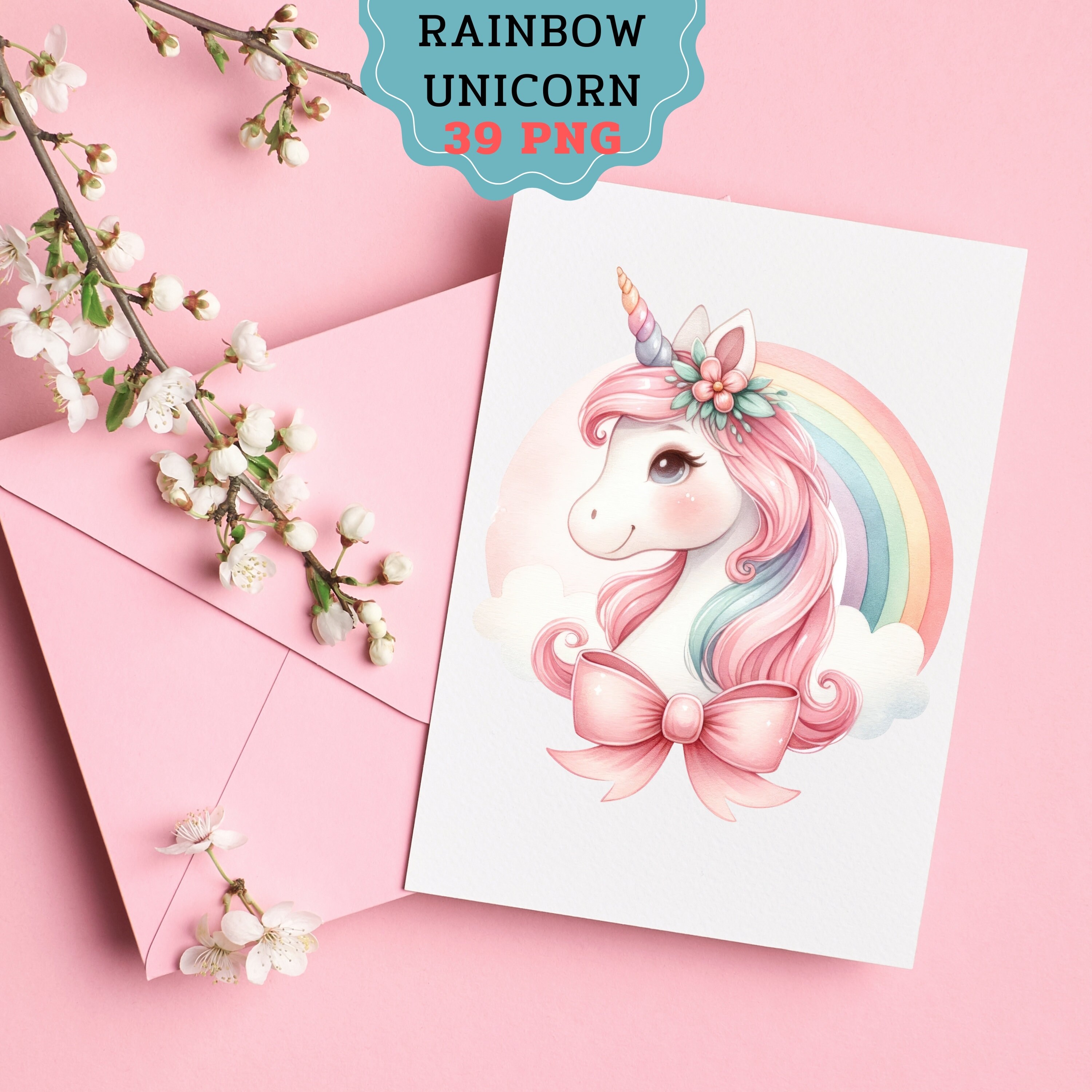 Rainbow Unicorn Clipart, Unicorn PNG, Magic Unicorn PNG, Nursery Art ...