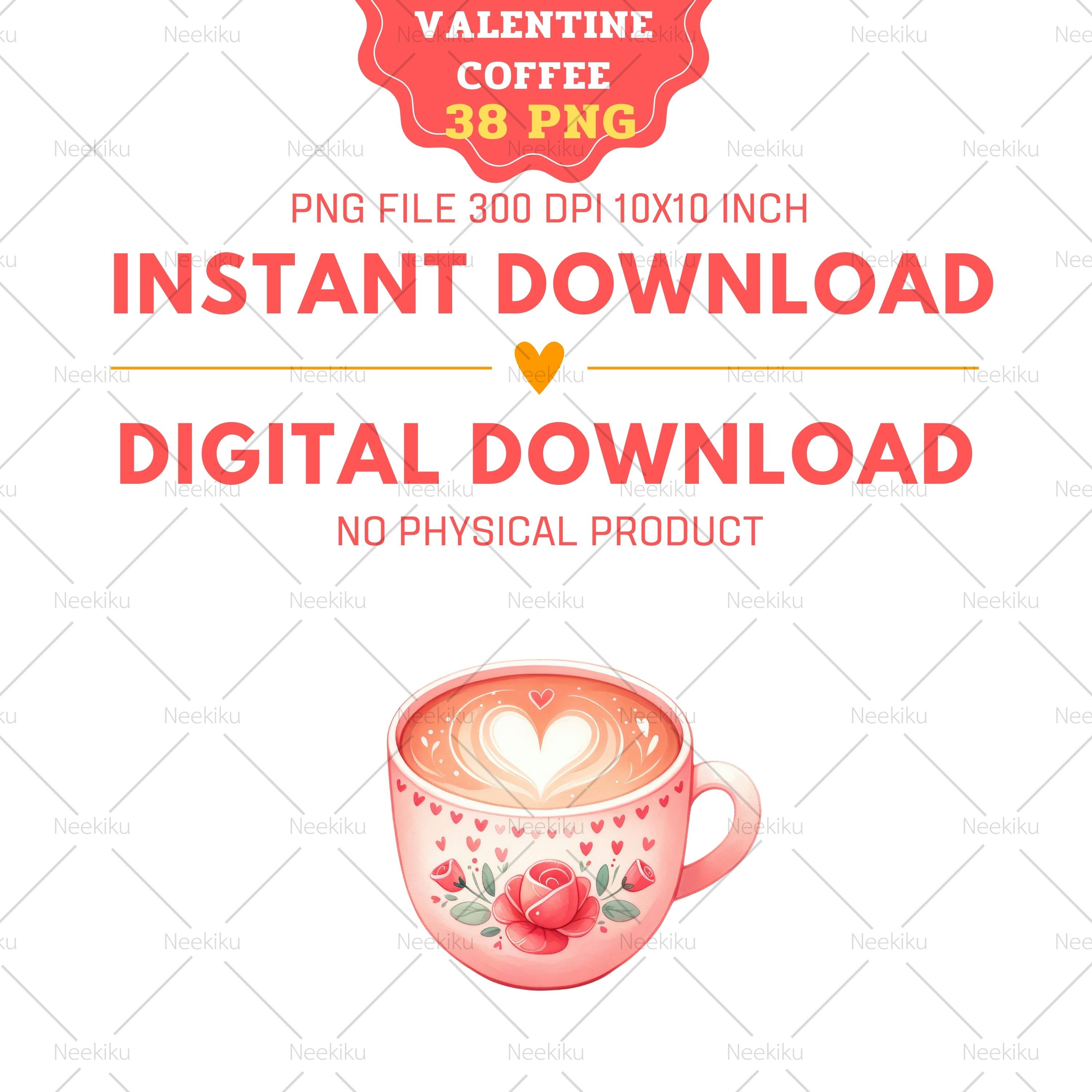 Valentine Coffee Clipart, Watercolor Coffee Mug, Coffee Lover, Latte ...