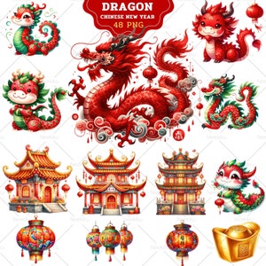 2024 Cute Dragon Clipart, Baby Dragon for Kids, Chinese Lunar New Year ...