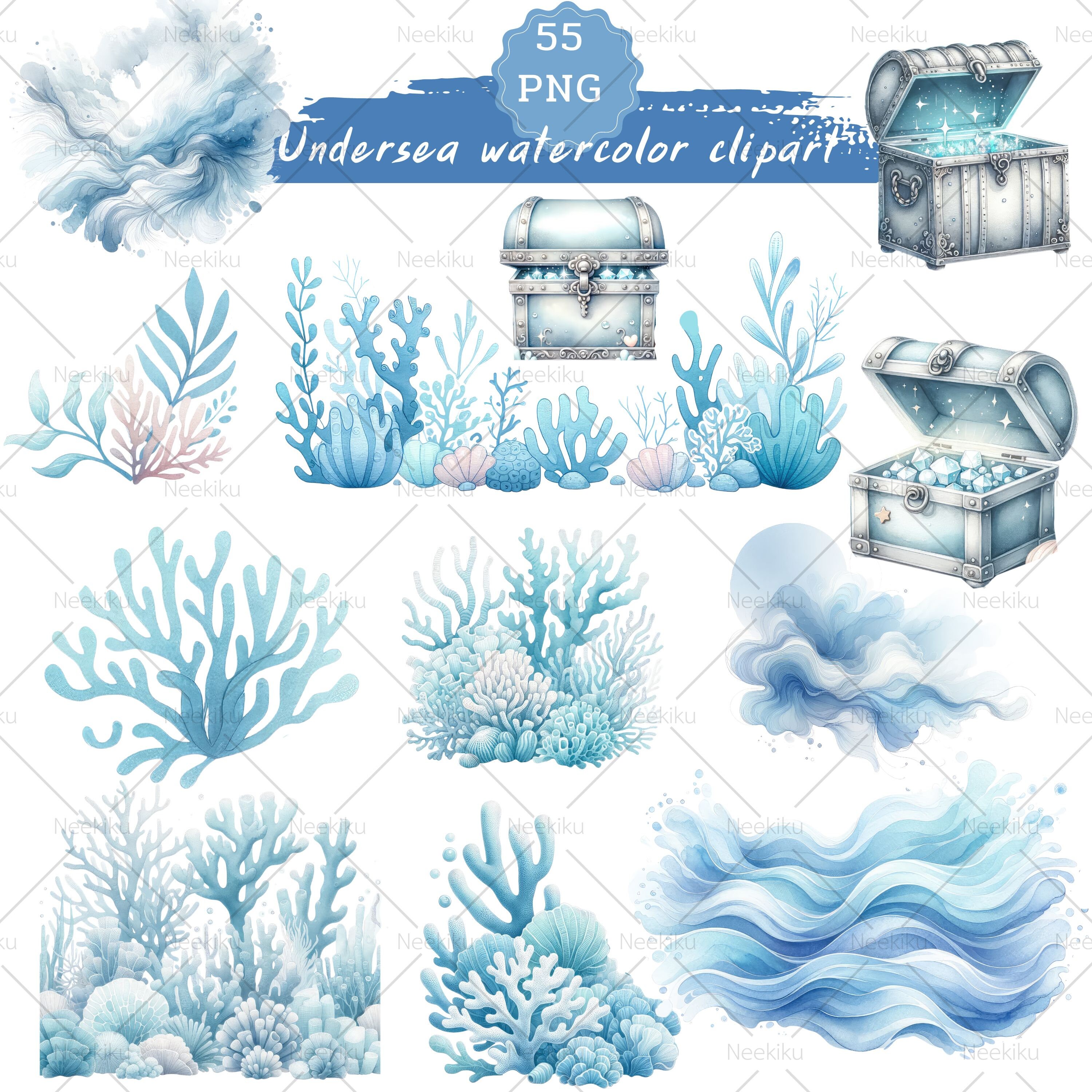 Undersea Watercolor Clipart, Nursery Decor, Baby Wall Art, Cute Ocean ...