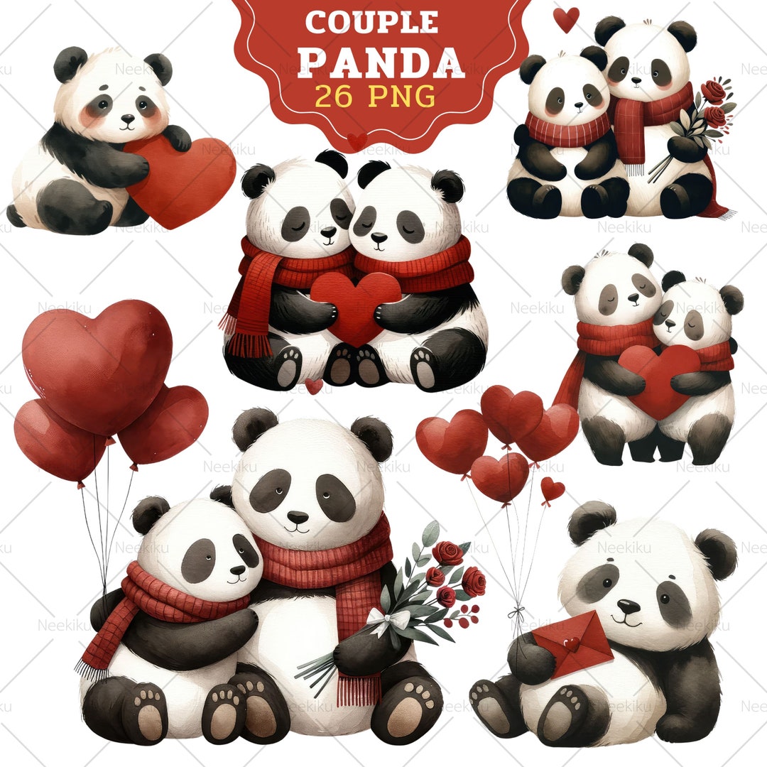Valentine Cute Panda Clipart, Valentine Panda Clipart, Love Clipart ...
