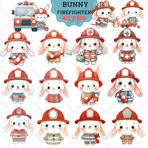 Brave Bunny Firefighter Clipart, Firefighter Collection, Heroic Bunny - Dalmatian PNG, for Fire ...