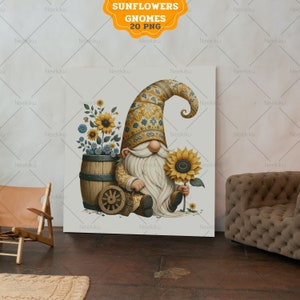 Sunflower Gnome Clipart, Garden Gnome Clipart, Gnome Summer Clipart ...