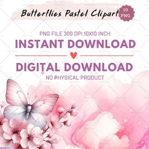 Watercolor Butterflies Clipart, Stickers Clipart, Pastel Pink ...