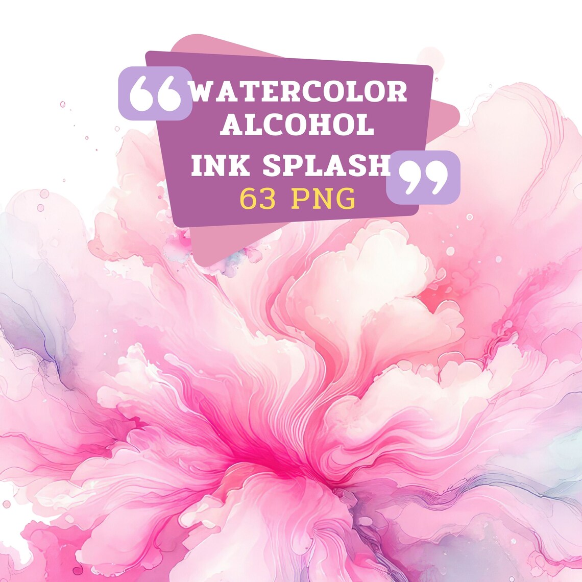 63 Pastel Watercolor Alcohol Ink Splash Clipart, Paint Splatter PNG ...