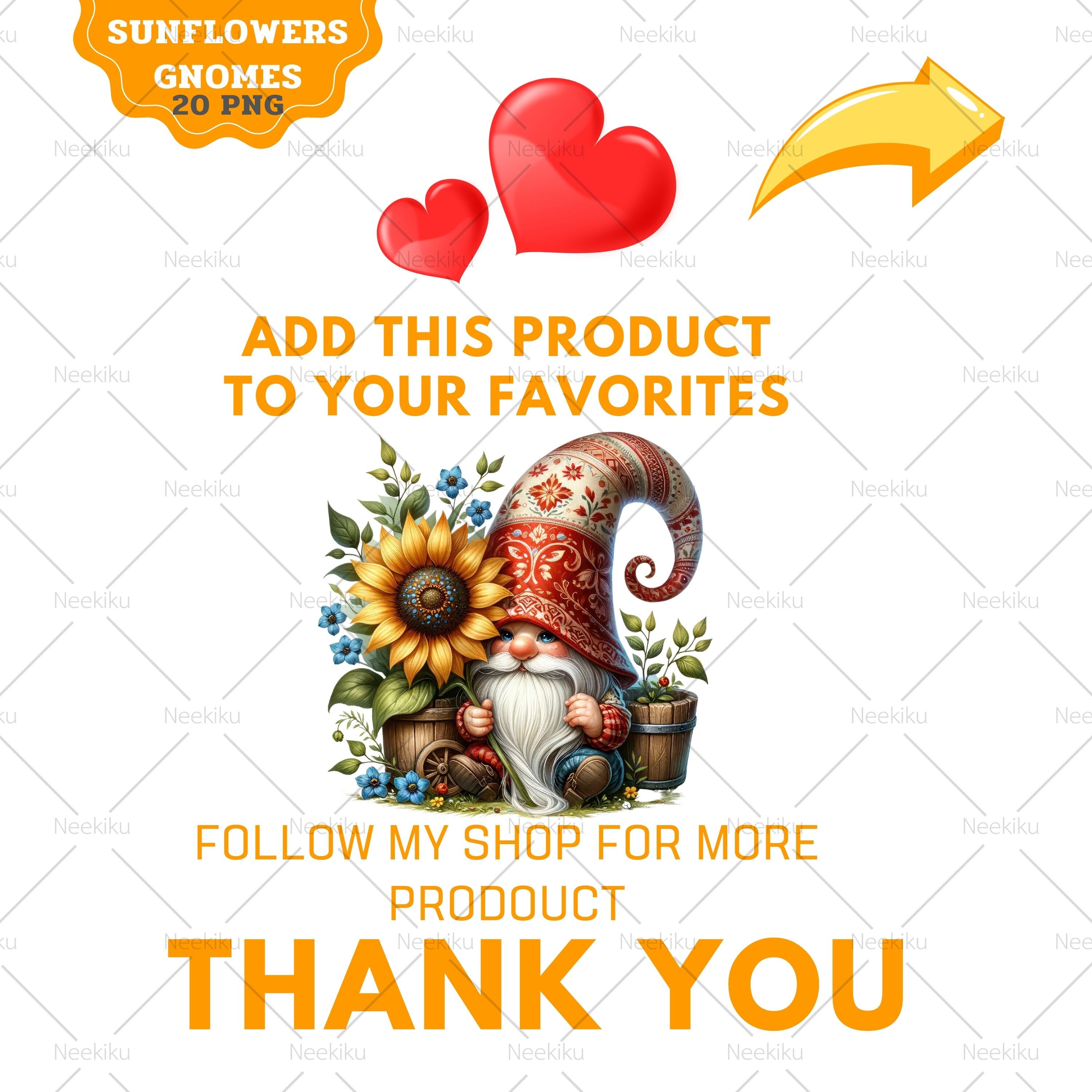 Sunflower Gnome Clipart, Garden Gnome Clipart, Gnome Summer Clipart ...